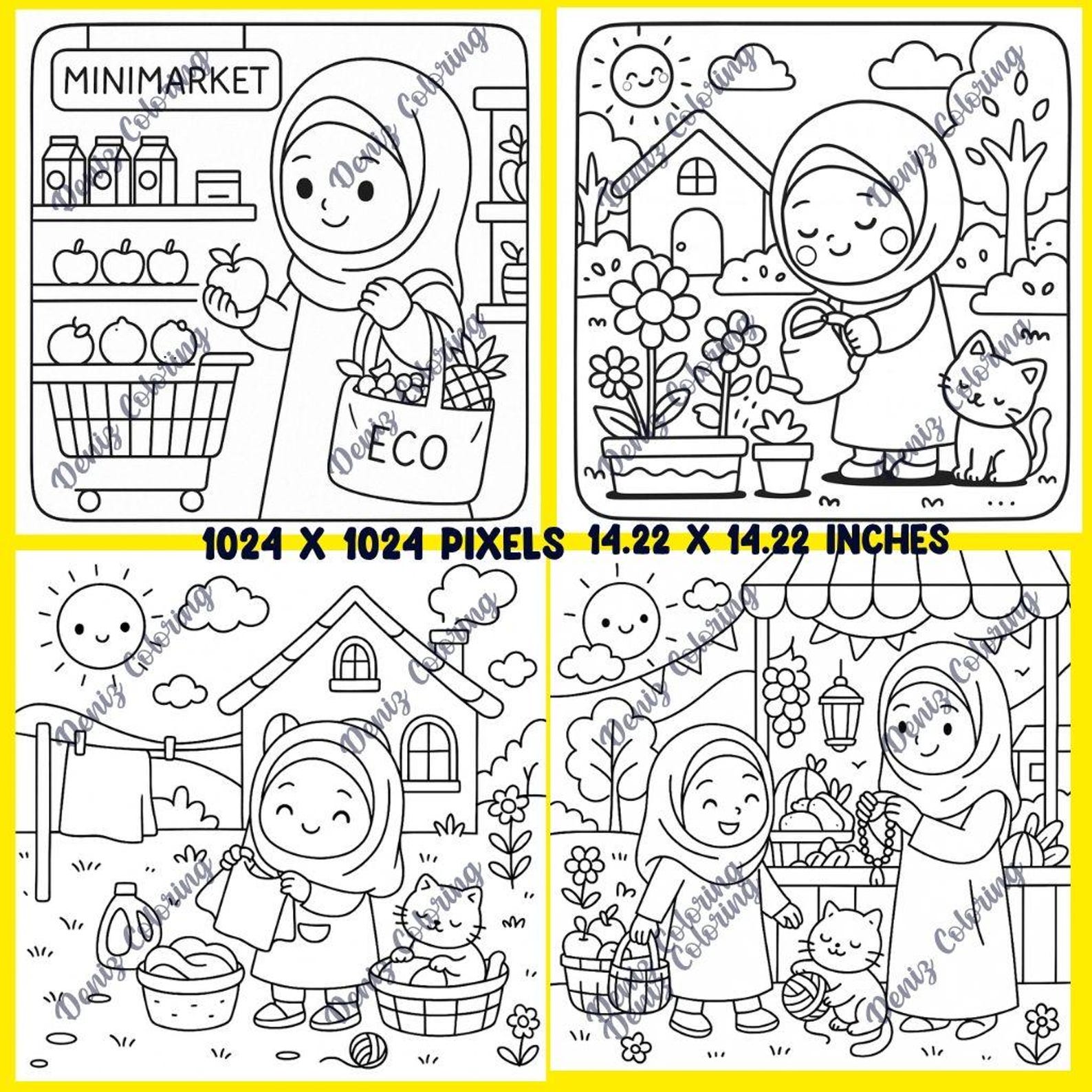Cozy Muslim Girl Coloring Book for Kids – Modest Outfits, Hijab Fashion ...