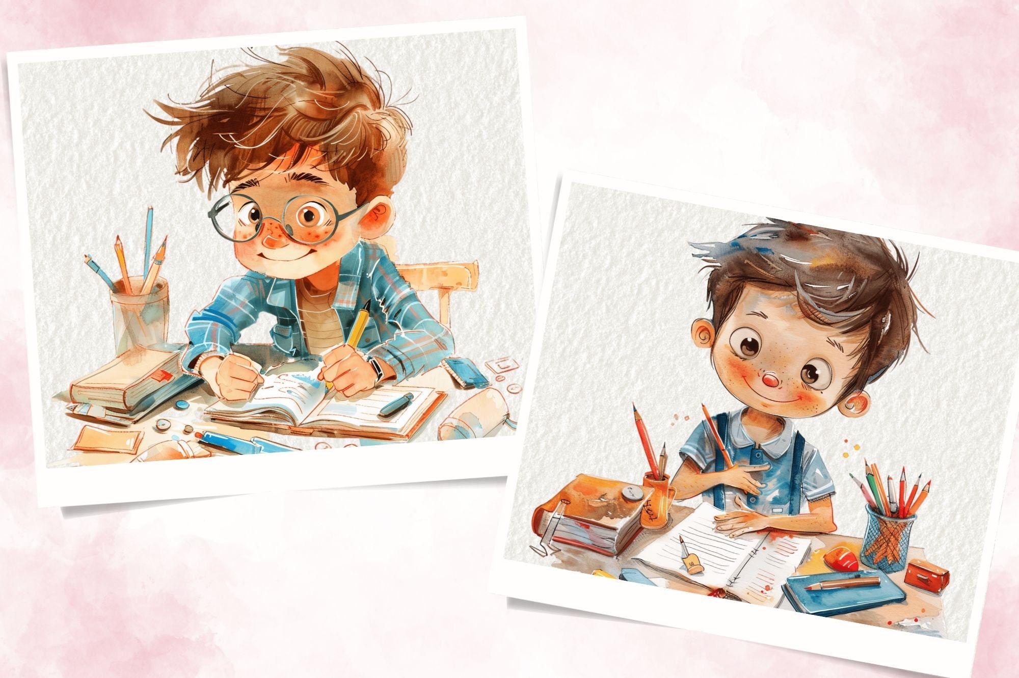 Thoughtful School Boy Clipart, Cute Happy Cartoon Kids, Little Boys and ...
