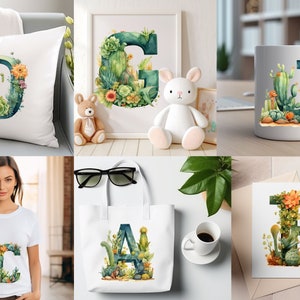 Cactus Alphabets Clipart, Cactus Alphabet, Succulent Font, Succulent ...