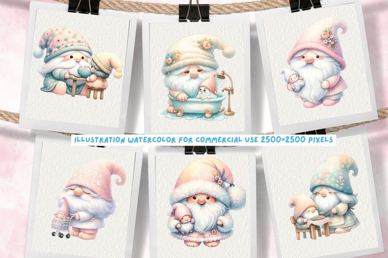 Mother's Day Gnome Watercolor Clipart, Mom Baby Watercolor PNG, Mother ...