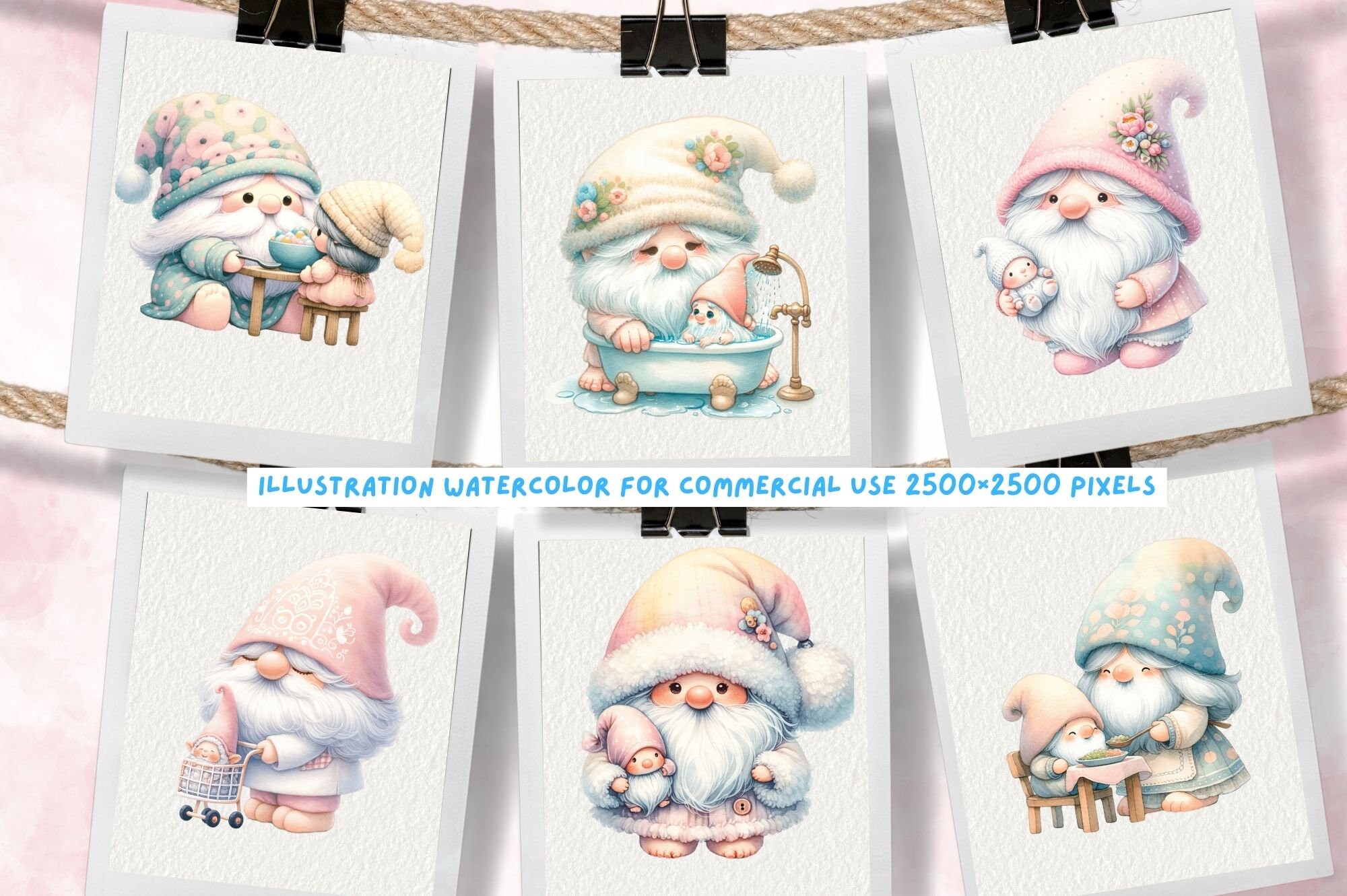 Mother's Day Gnome Watercolor Clipart, Mom Baby Watercolor PNG, Mother ...