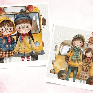 Girl and Boy Bus School Clipart, Back to School, School Bus, Study Girl ...
