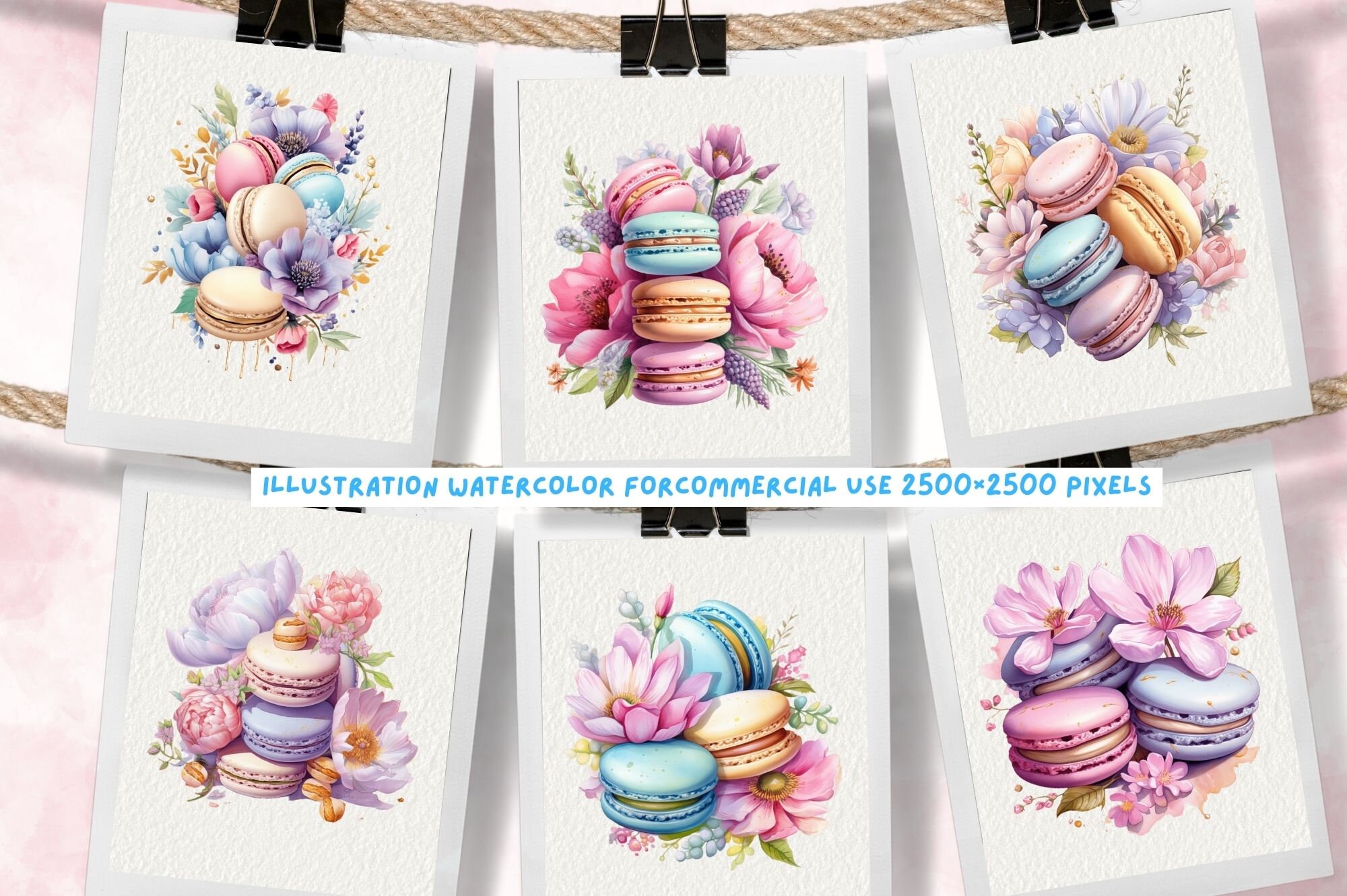 French Macaron Watercolor Clipart Rainbow Cookies Biscuit Art - Etsy