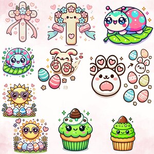 Kawaii Easter Clipart, Kawaii Download, Instant Download, Pastel Easter ...