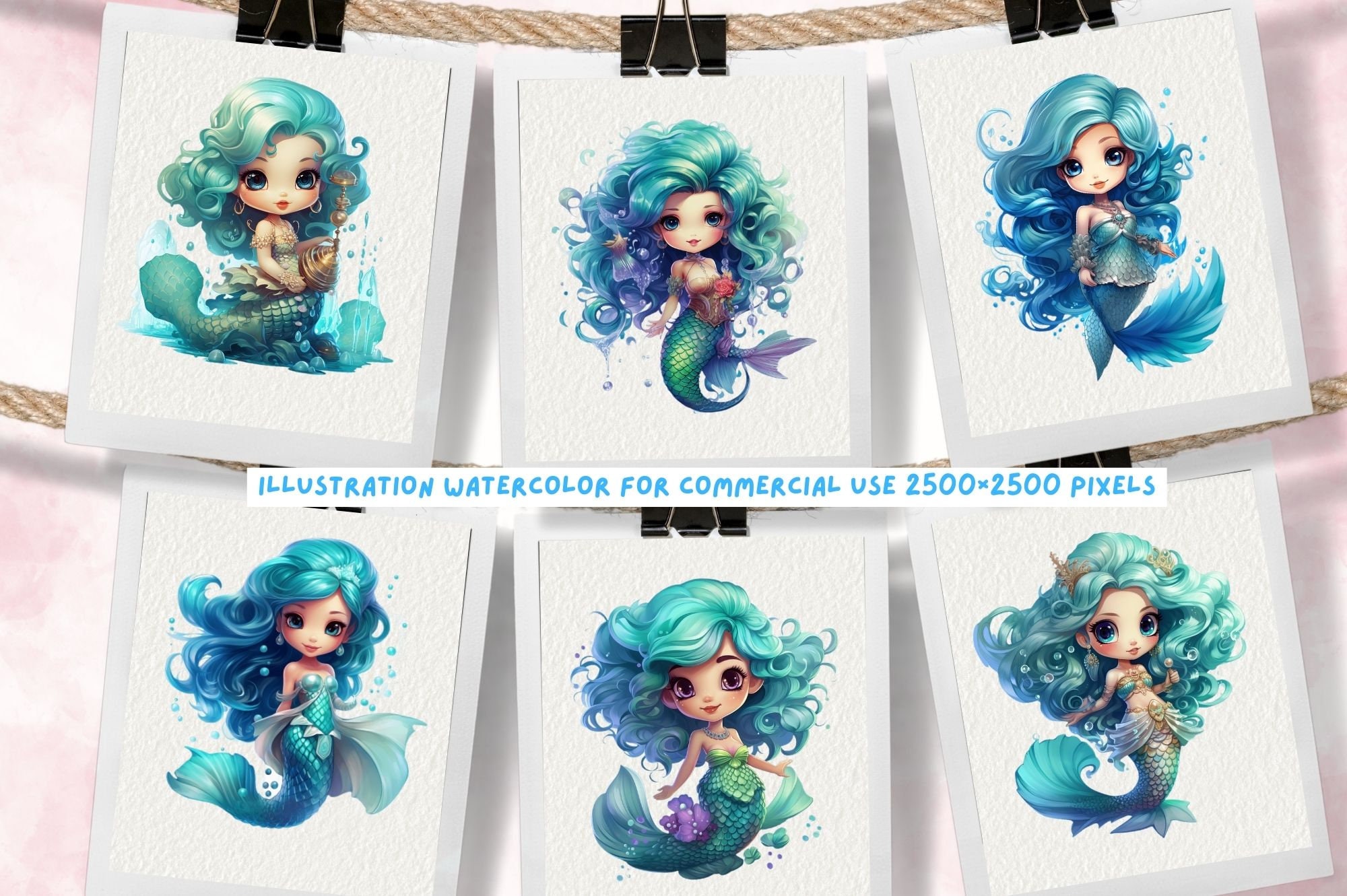 Mermaid Chibi Clipart Little Mermaid PNG Mermaid Princess - Etsy