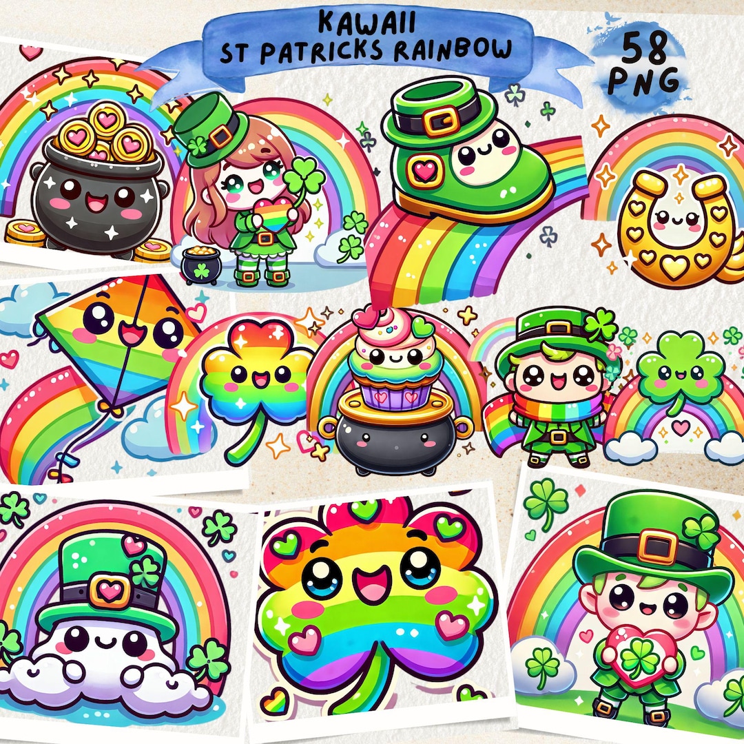 Lucky St Patricks Day Clipart Set, Cute St Patty's Day PNG, Shamrock ...