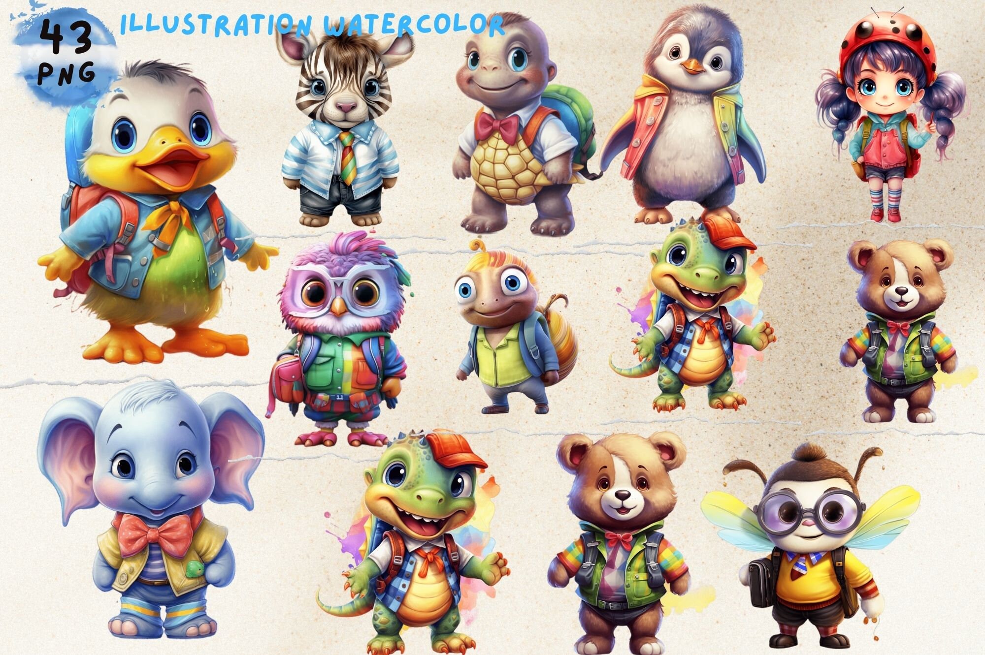 Back to School Animal Clipart, Adorable School Animals, Back to School ...