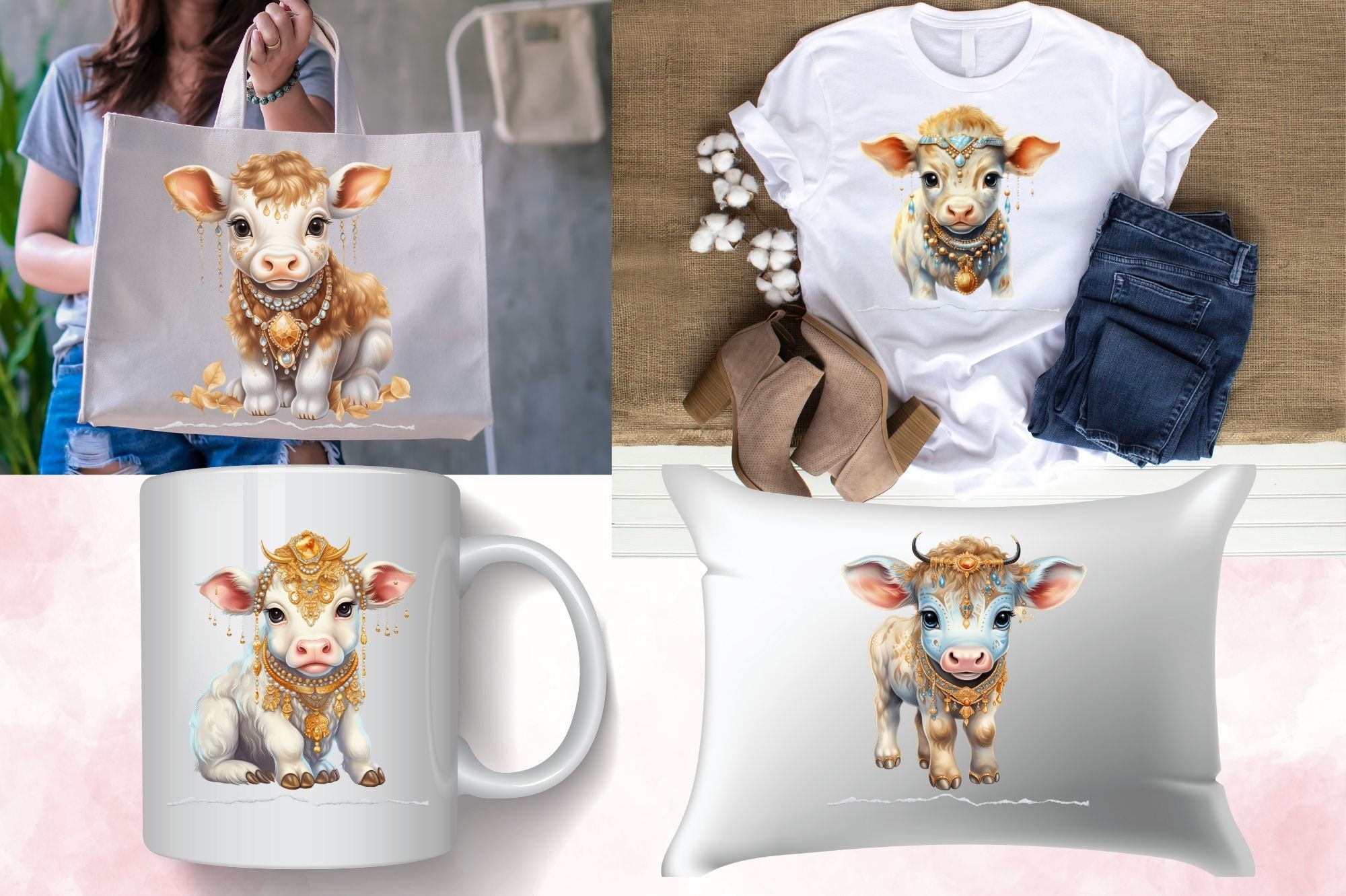 Royal Cow Clipart, Fantasy Cow Clip Art, Magical Cow Bundle, Jewelled ...