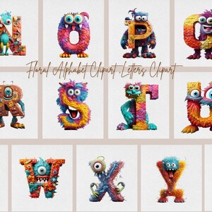 Crazy Mad Monster Alphabet, Monster Alphabet Clipart, Cute Monsters ...