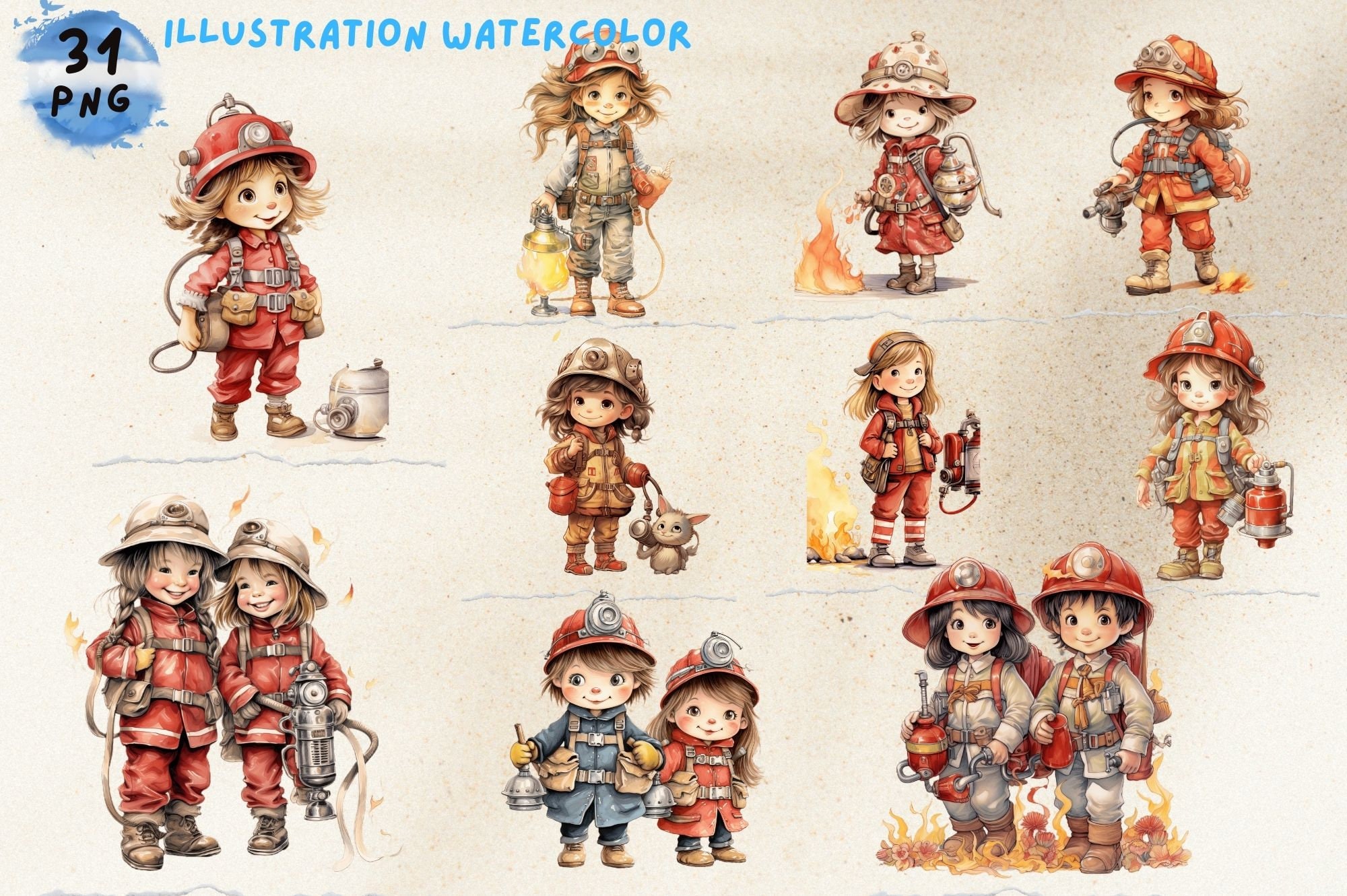 Firefighter Clipart, Cute Fireman Clipart, Kids Firefighters Clipart ...