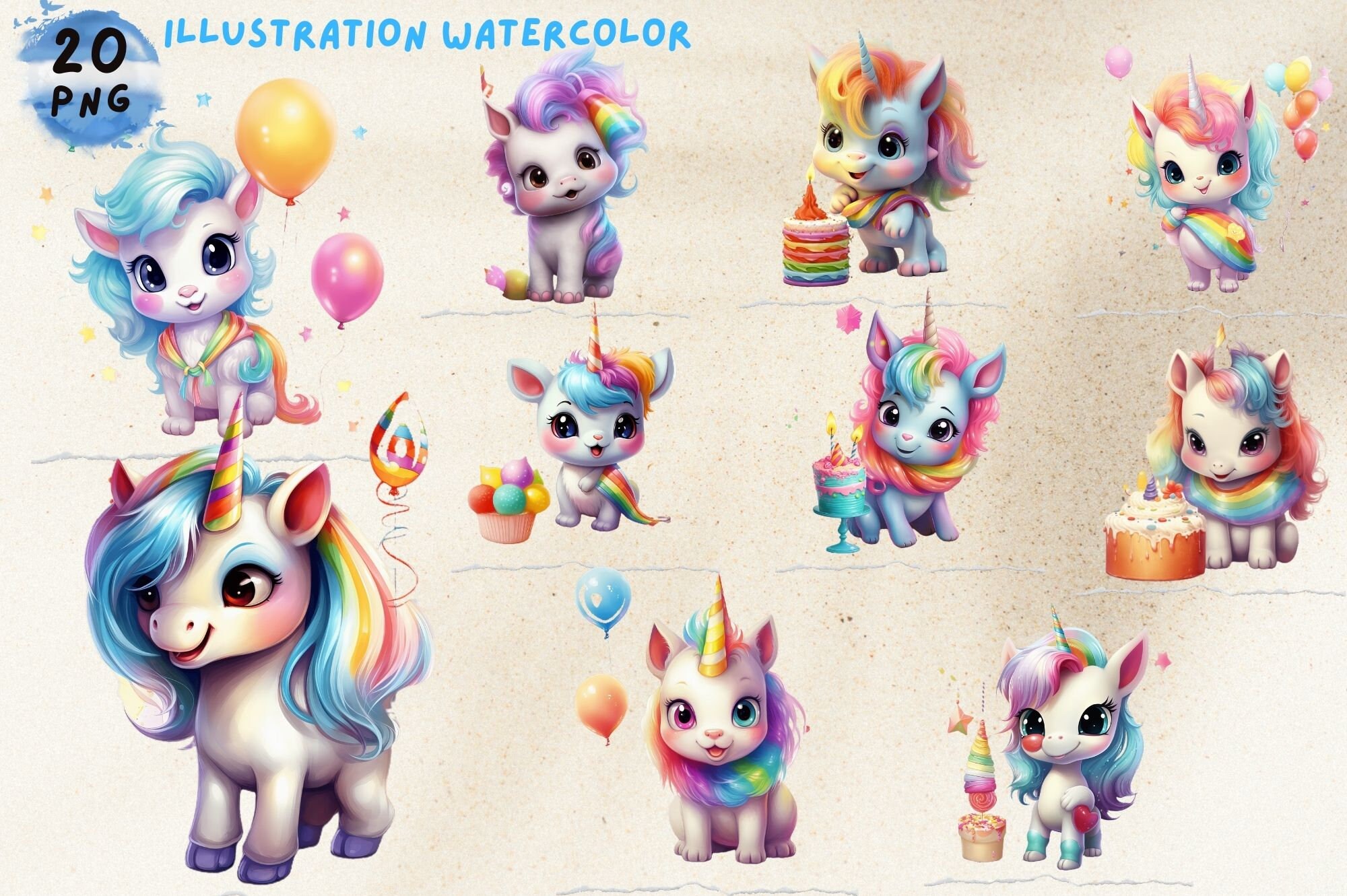Unicorn Watercolor Clipart, Cute Unicorn, Unicorn Birthday Clipart ...