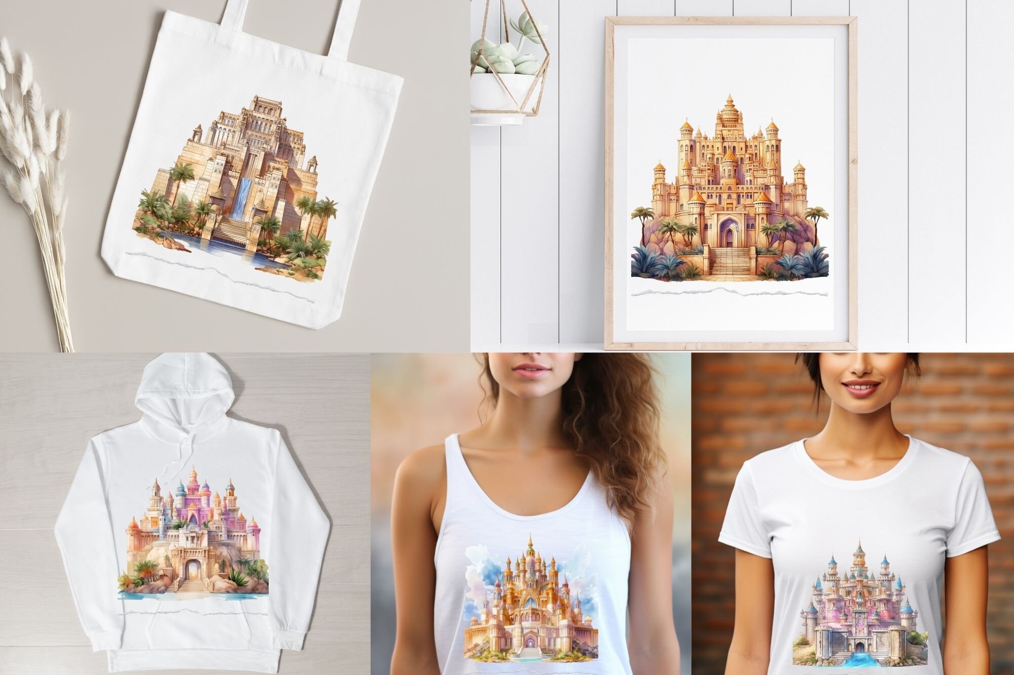 Castle Pastel Watercolor Clipart Fairy Tale Princess Castle - Etsy