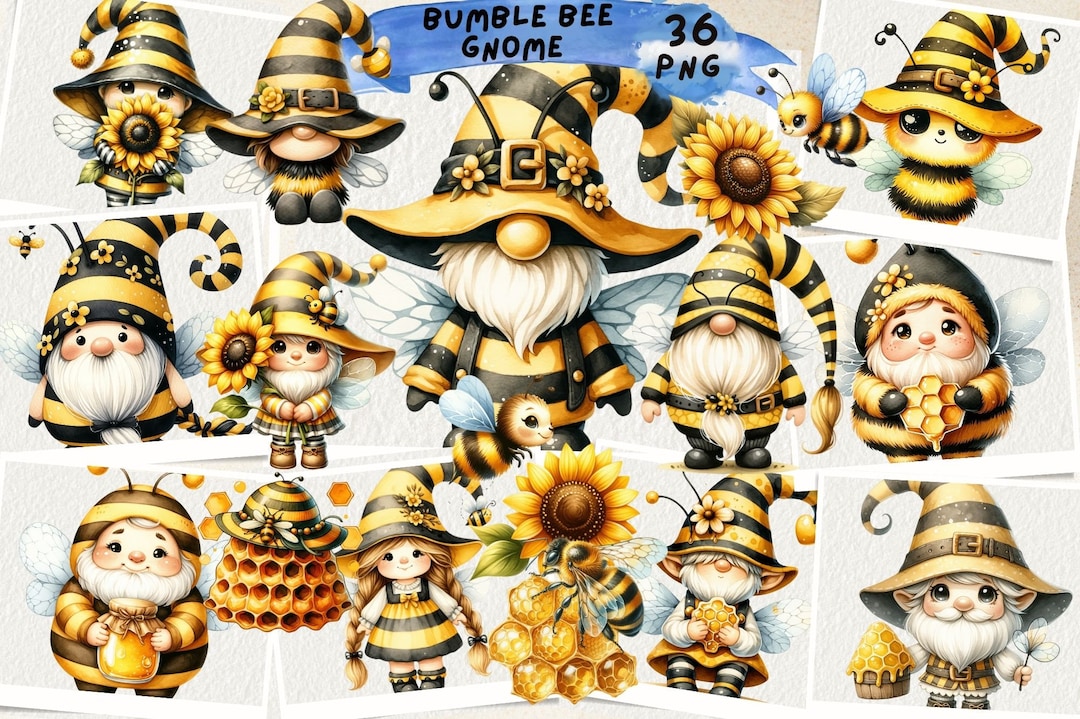 Bumble Bee Gnomes, Bee Gnome Clipart, Gnome Clipart, Sublimation ...