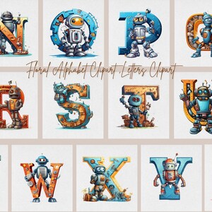 Robot Alphabet Clipart: Kids Scrapbooking, Card Making (digital) - Etsy
