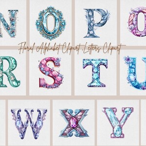 Crystal Alphabet, Crystal Alphabet Scrapbook, Gemstone Clipart, Nature ...