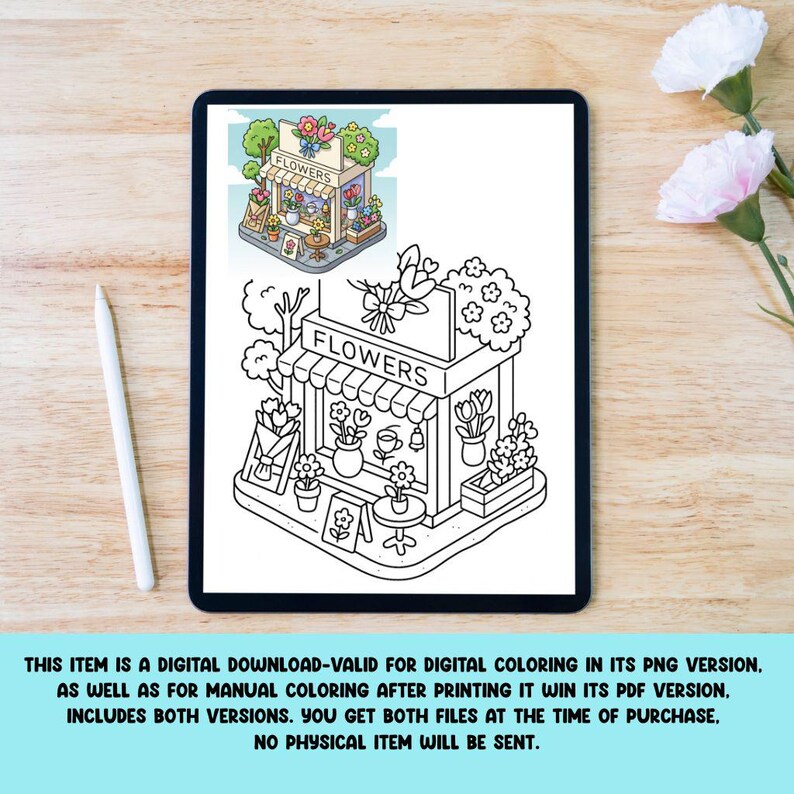 Little Corner Shops Coloring Page for Adults and Kids – Cozy Cute ...