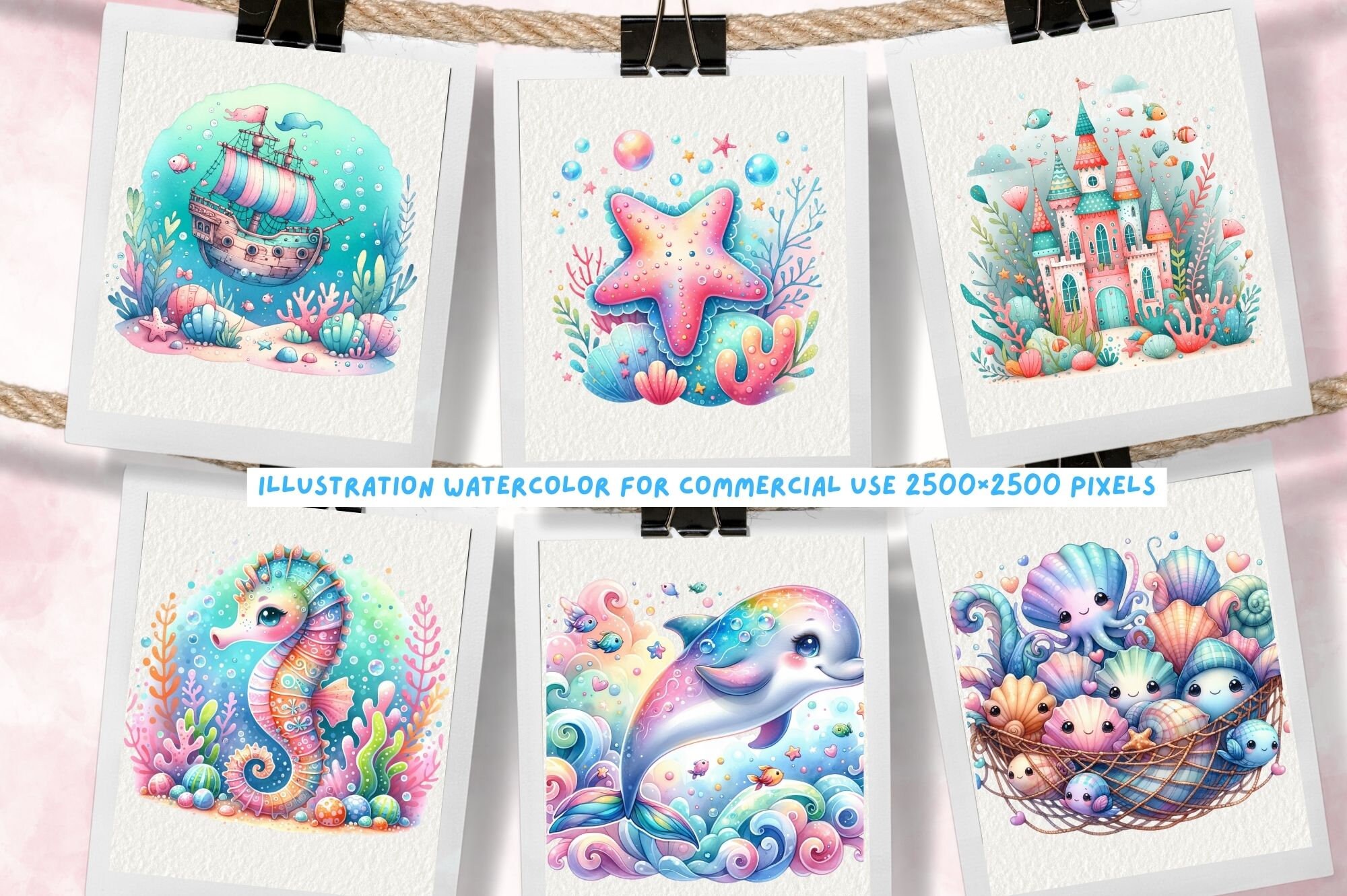 Cute Mermaid Watercolor Clipart, Digital Crafts Designs Transparent ...