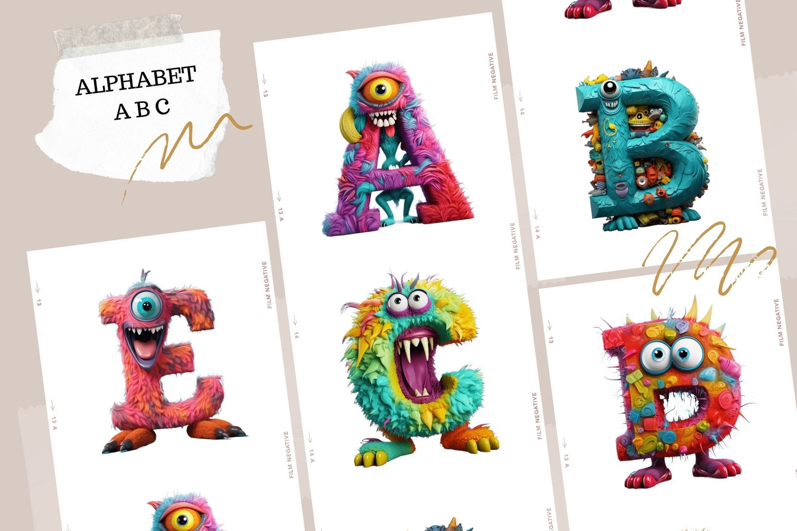 Crazy Mad Monster Alphabet, Monster Alphabet Clipart, Cute Monsters ...