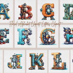 Robot Alphabet Clipart, Robot Cut Files for Cricut, Robot Kids Alphabet ...
