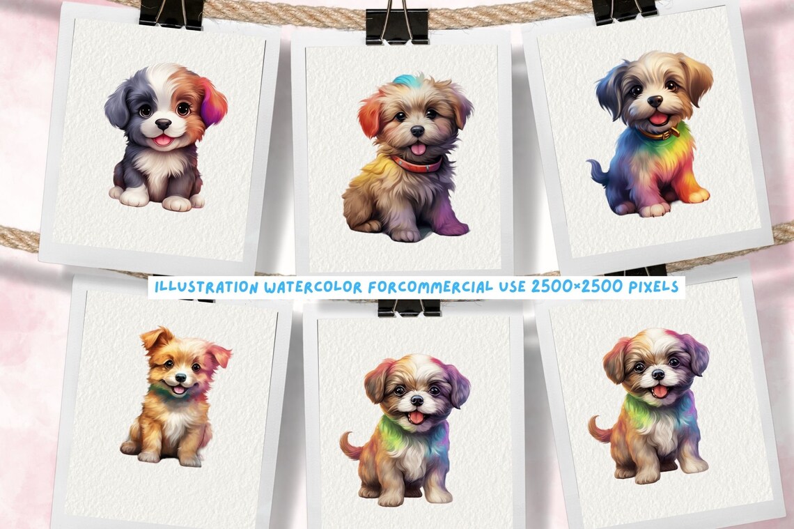 Watercolor Puppies Clipart, , Puppy Png Bundle, Puppies Clipart Bundle ...