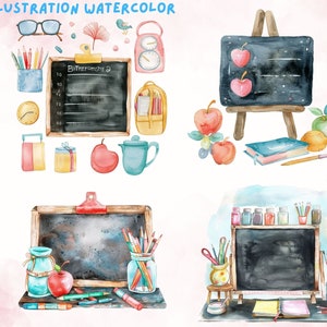 Blackboard Clipart, Watercolor Blackboard Clipart, Chalk, Alphabet ...