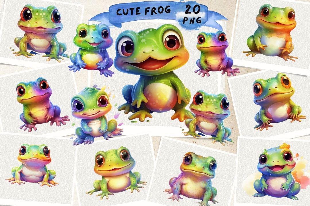 Watercolor Cute Kawaii Frog Clipart, Kawaii, Frog, Clipart, Frog Images ...