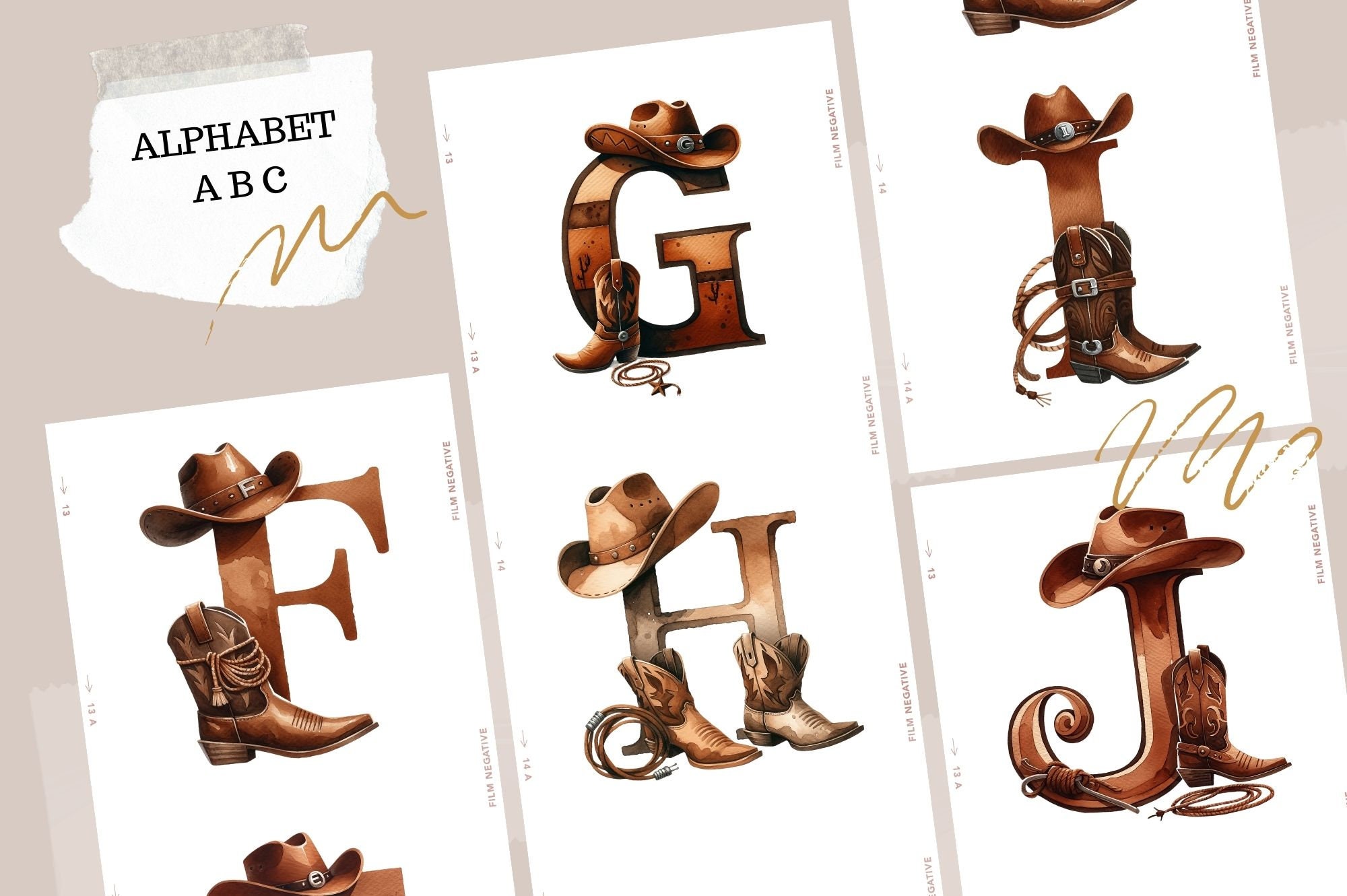Western Alphabet Clipart, Cowboy Western Font, Western Letters, Country ...