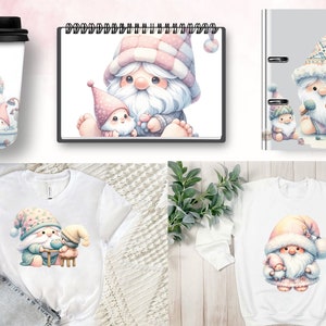 Mother's Day Gnome Watercolor Clipart: Mom & Baby PNG (digital Download ...