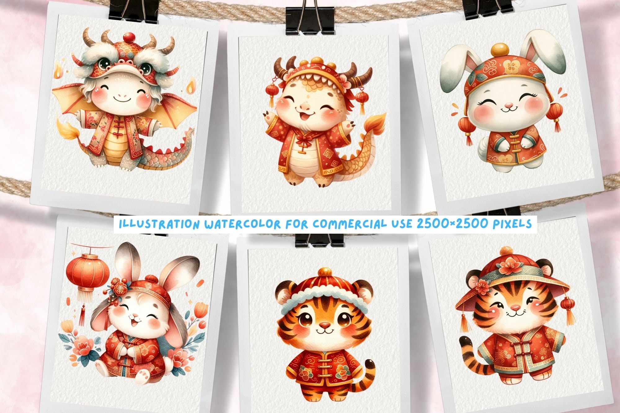 Chinese Zodiac Watercolor Clipart, Animal Signs China, Chinese New Year ...