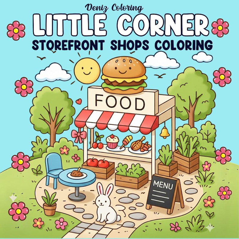 Little Corner Shops Coloring Page for Adults and Kids – Cozy Cute ...