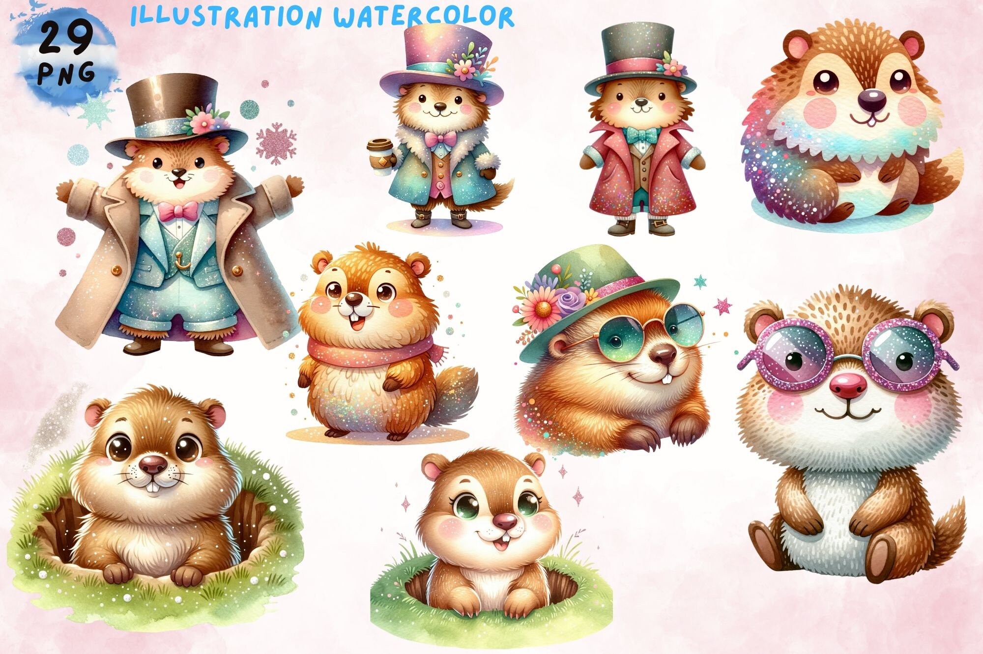 Cute Groundhog Day Clipart, Happy Groundhog, Marmot Clipart, Cute ...