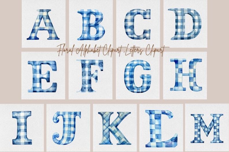 Blue Buffalo Plaid Letters Alphabet, Plaid Letters, Plaid Font, Buffalo ...