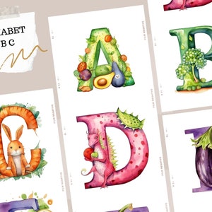 Fruits and Vegetables Alphabet Clipart, Vegetables Letters Clipart ...