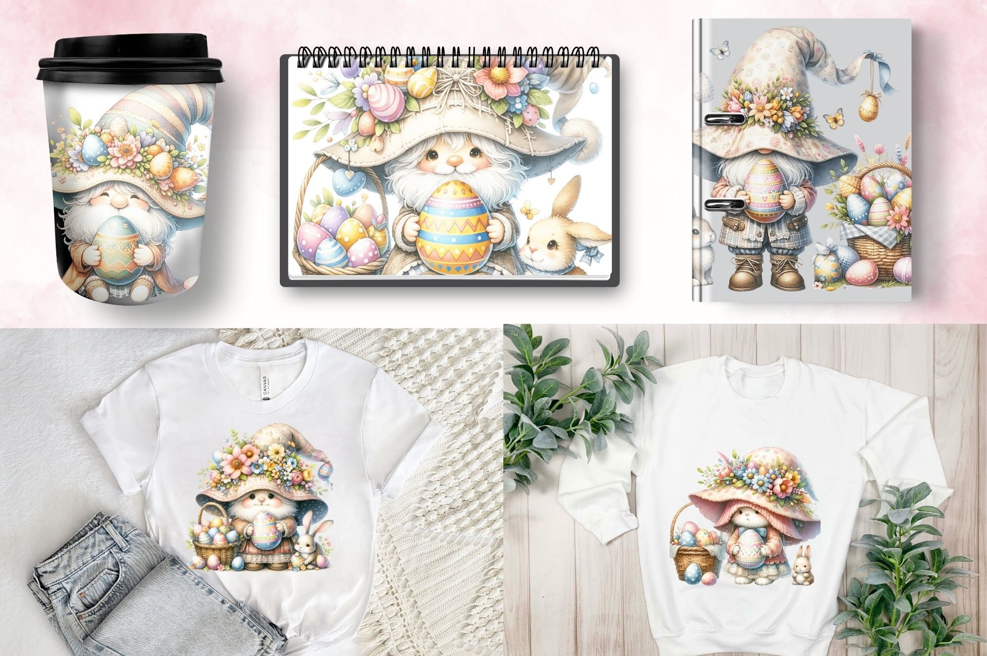 Watercolor Easter Gnome Clipart Bundle, Easter Eggs, Garden Clipart ...