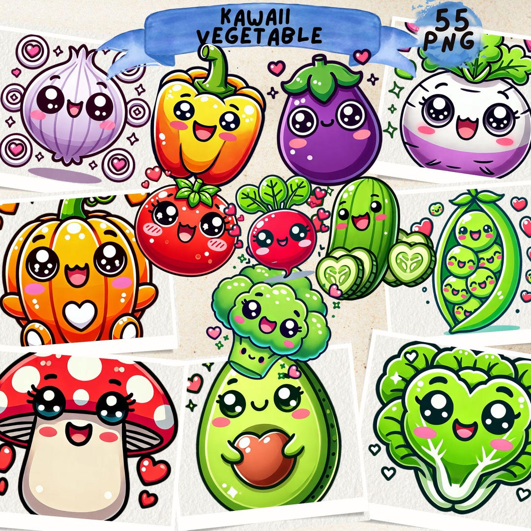 Kawaii Vegetable Clipart, Cute Vegetables, Adorable Kawaii Food Art ...