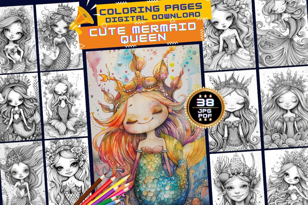 Mermaid Coloring Pages, Fantasy Coloring Pages, Chibi Mermaid Coloring ...