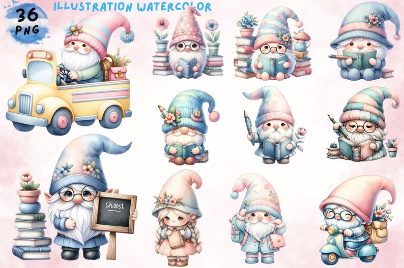 Back to School Gnomes Clipart, Teacher Gnomes Sublimation Design ...