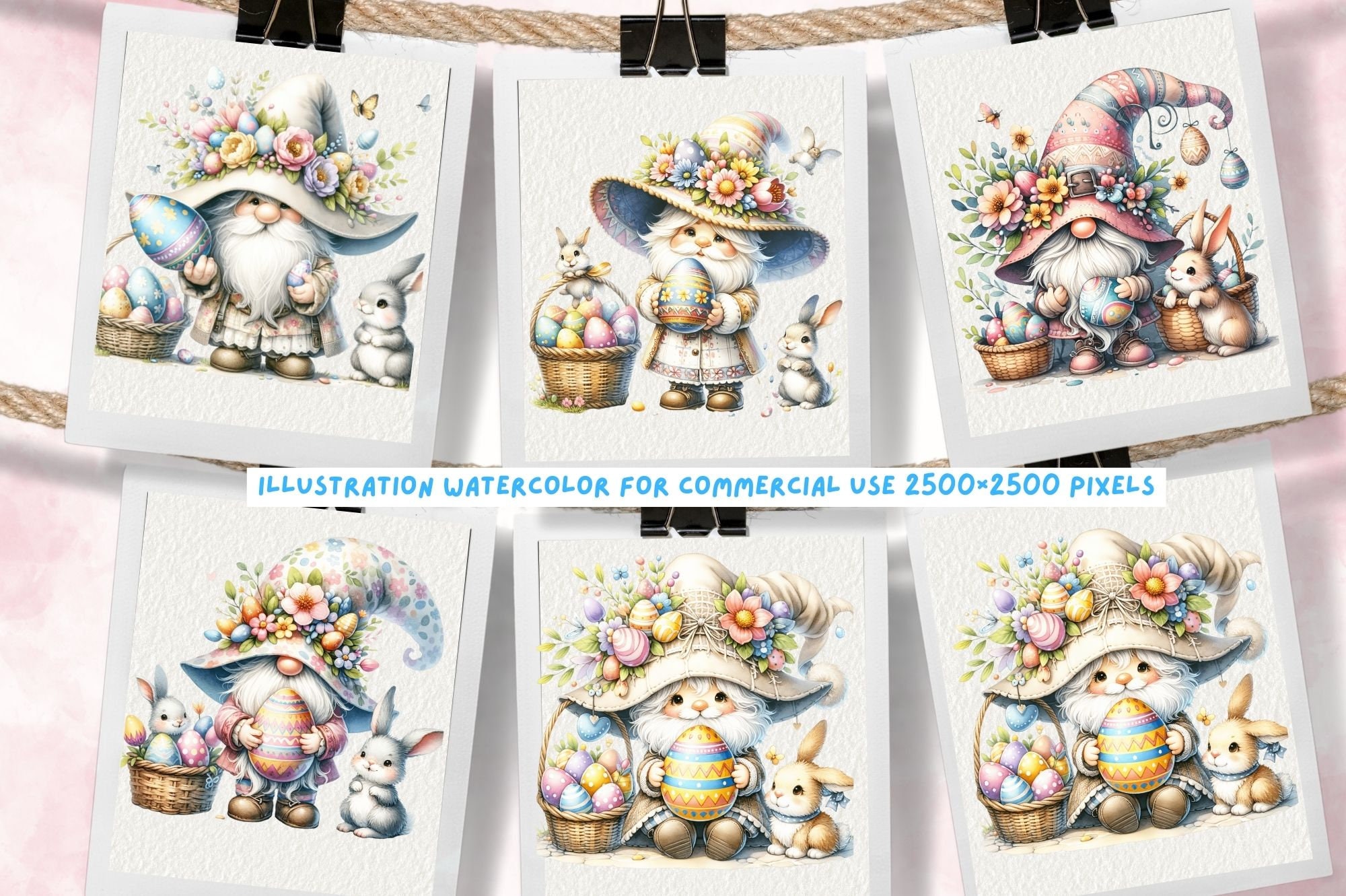 Watercolor Easter Gnome Clipart Bundle, Easter Eggs, Garden Clipart ...