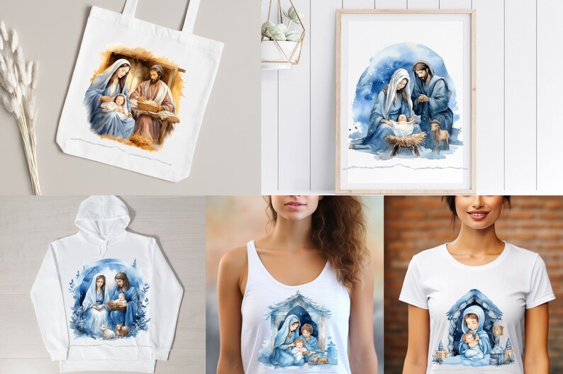 Belén Azul Clipart , Belén de Navidad Set Clipart, Navidad Jesús ...