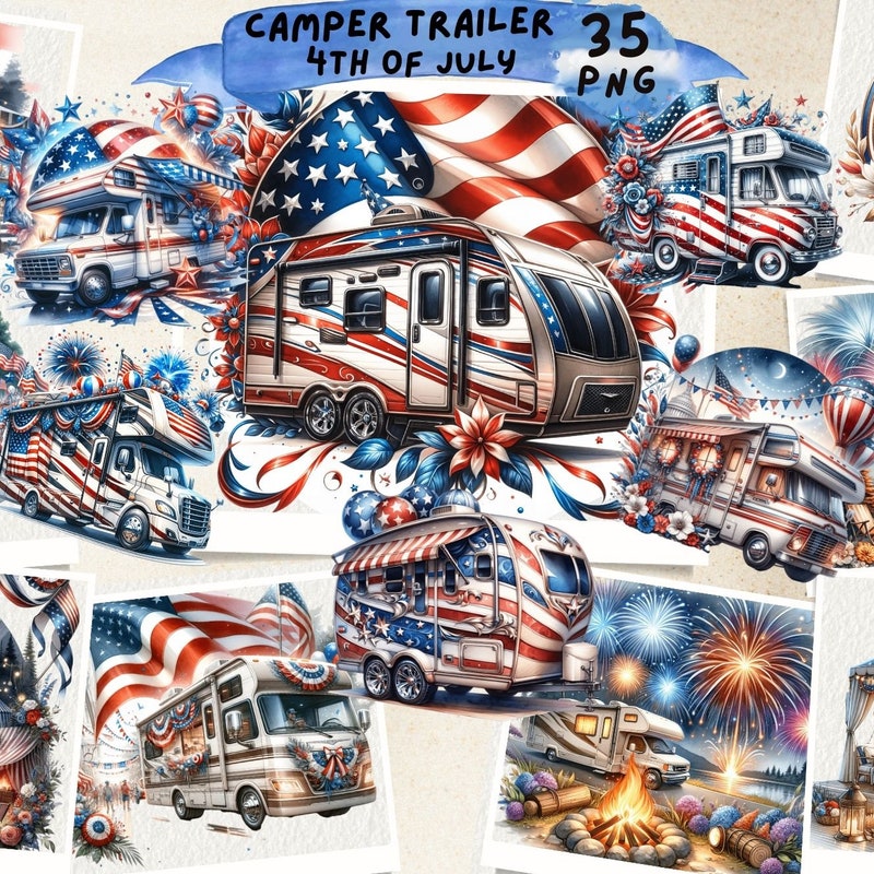 Retro Camper Clipart - Etsy