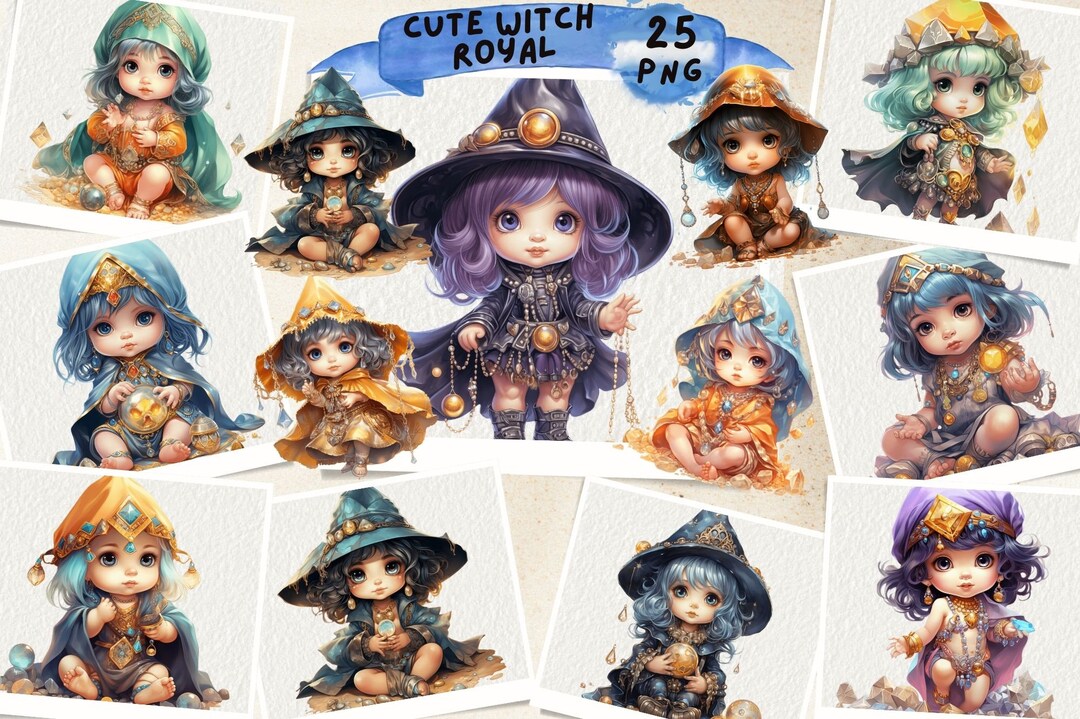 Little Girls Halloween Clipart, Cute Portrait Witch Graphics, Nature ...