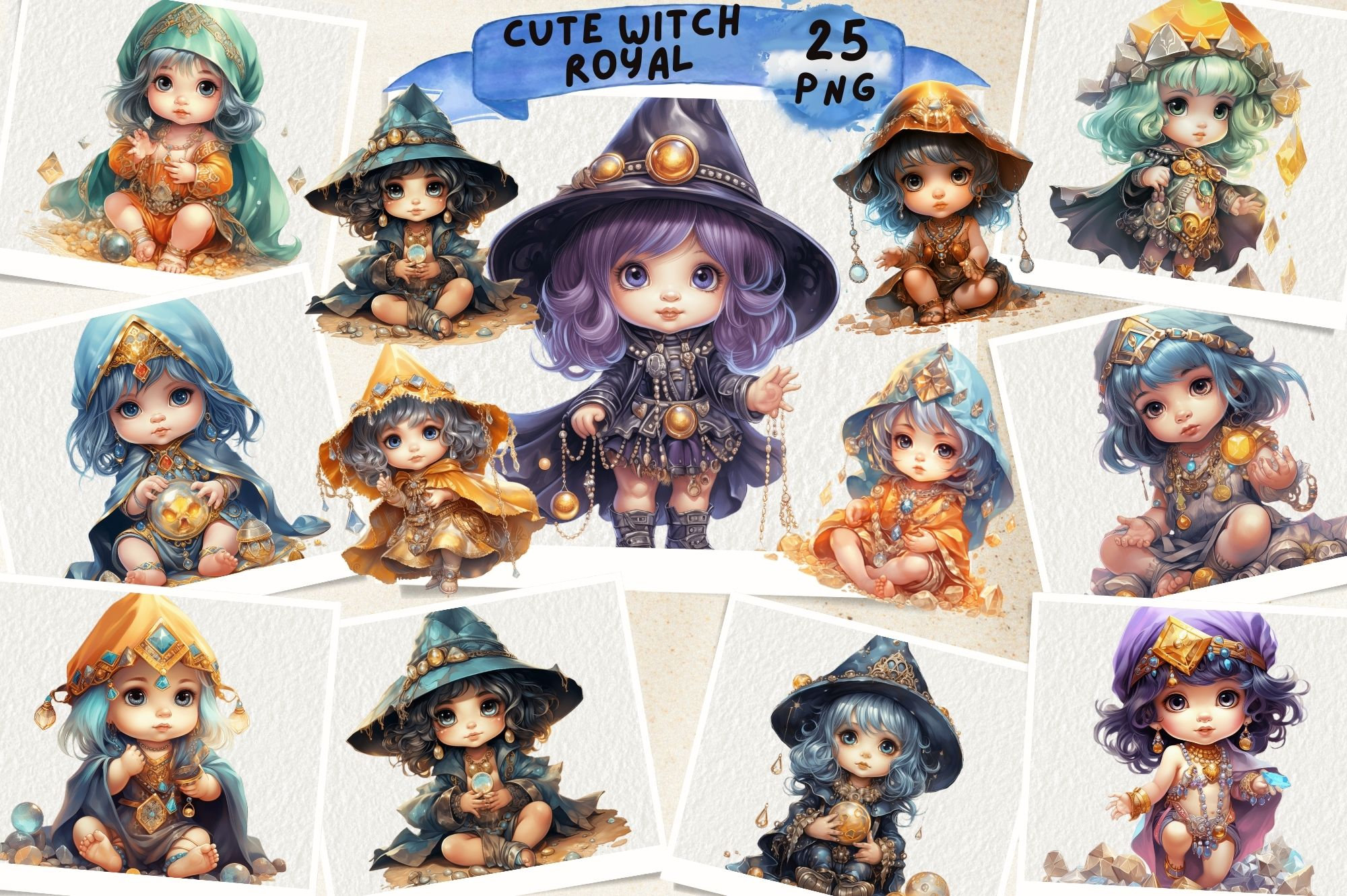 Little Girls Halloween Clipart Cute Portrait Witch Graphics - Etsy