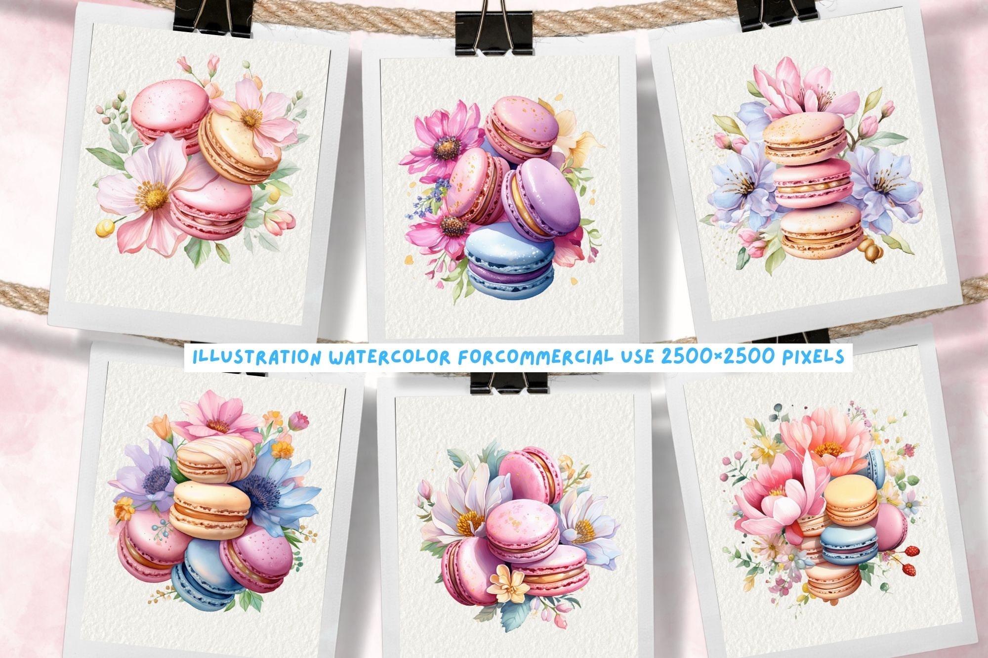 French Macaron Watercolor Clipart Rainbow Cookies Biscuit Art - Etsy