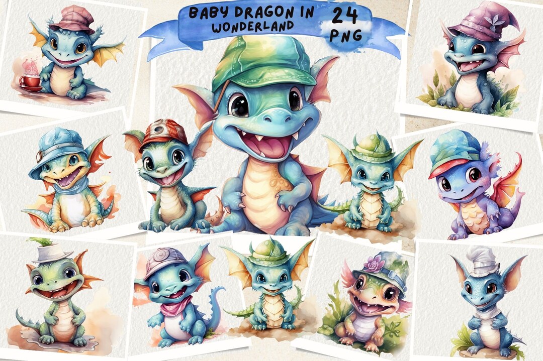 Baby Dragon in Wonderland, Woodland Baby Dragon Png Clipart, Fantasy ...
