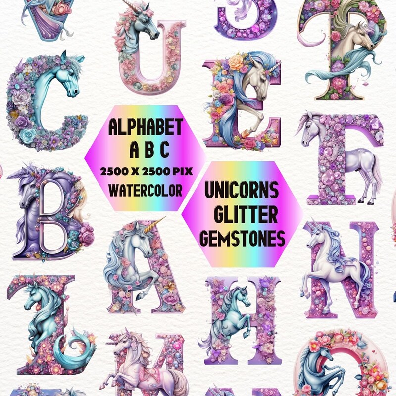 Unicorn Alphabet - Etsy