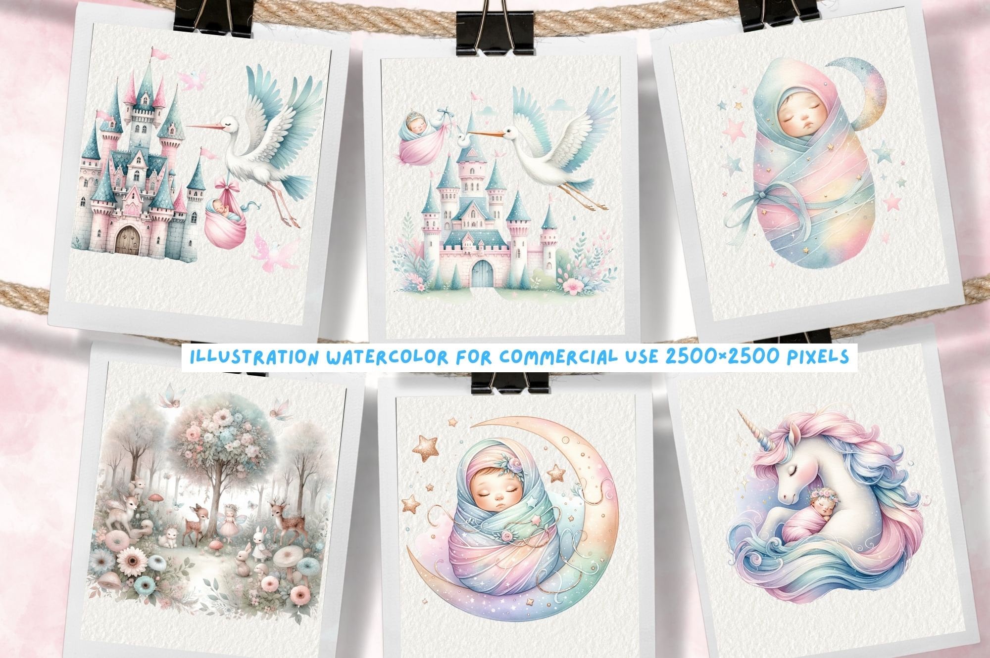 Fairytale Baby Shower or Nursery Clipart, Baby Shower Watercolor ...
