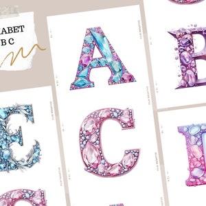 Crystal Alphabet, Crystal Alphabet Scrapbook, Gemstone Clipart, Nature ...