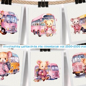 Teddy Mouse School Bus Clipart, Back to School Clipart, Teaching ...