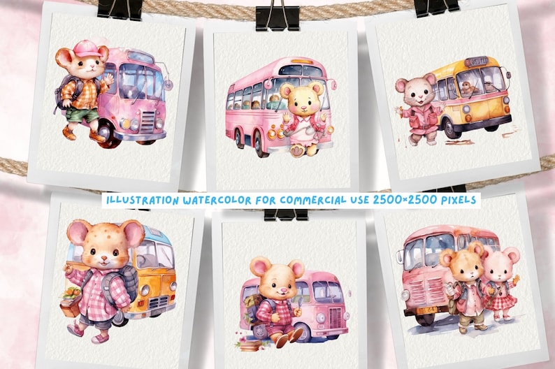 Teddy Mouse School Bus Clipart, Back to School Clipart, Teaching ...