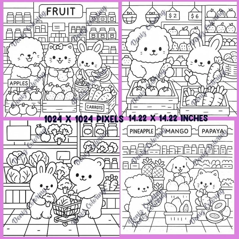 Supermarket Store Coloring Pages for Kids – Fun Grocery Shopping ...